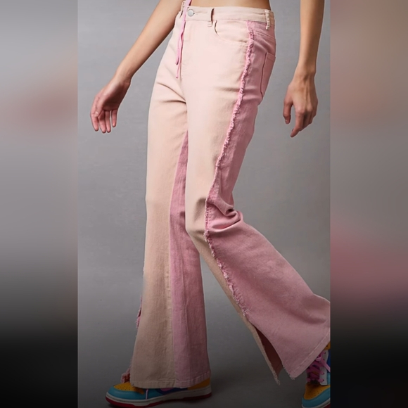 POL | Jeans | Pol Boutique Pink Two Toned Flare Denim Pants | Poshmark